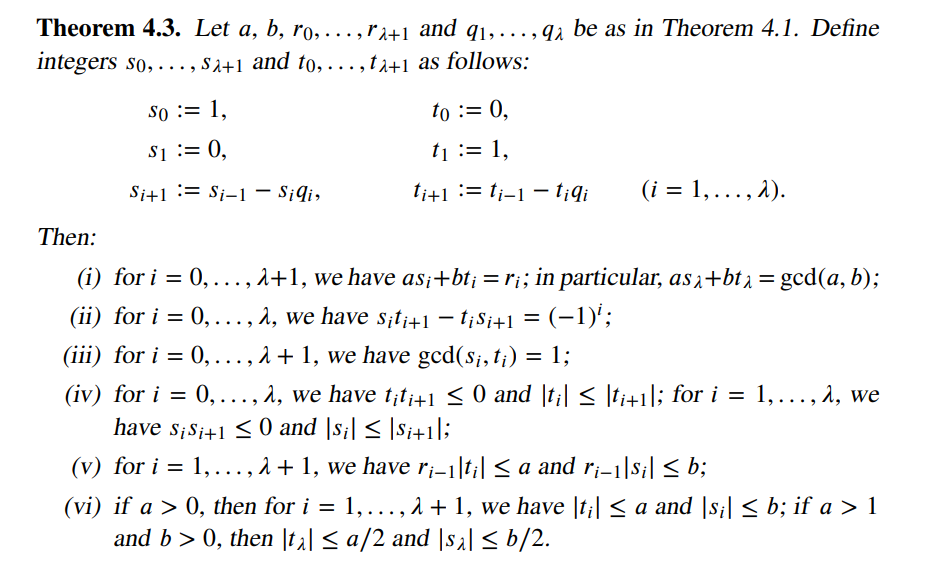 Solved Theorem 4.3. Let a,b,r0,…,rλ+1 and q1,…,qλ be as in | Chegg.com