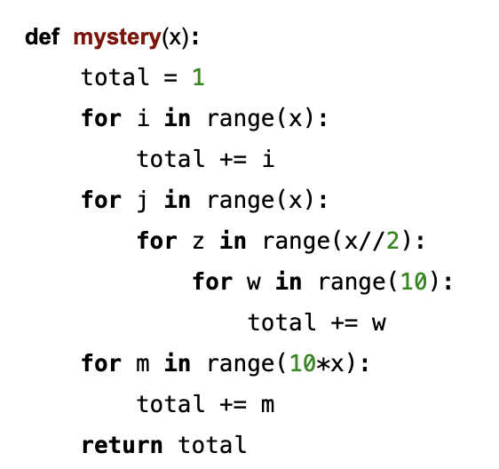 Solved What is the Big O runtime of the following | Chegg.com