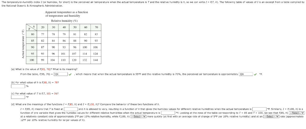 Solved The temperature-humidity Index 1 (or humidex, for | Chegg.com