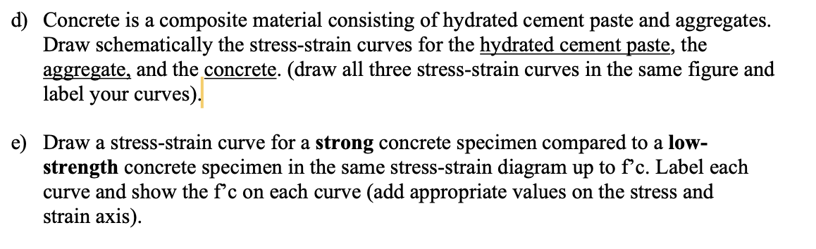 Solved d) Concrete is a composite material consisting of | Chegg.com