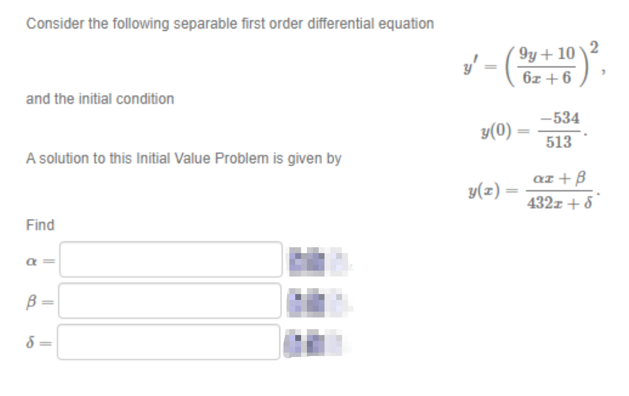 Solved Consider The Following Separable First Order