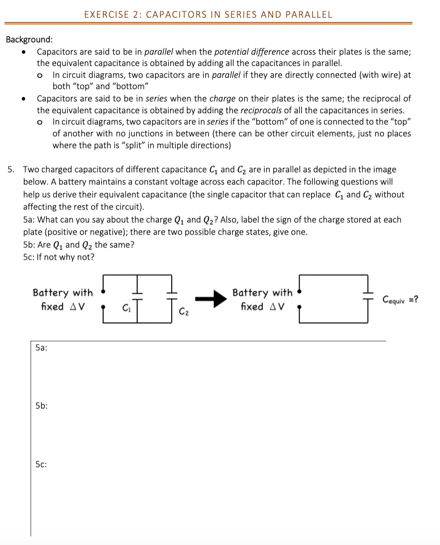 Solved EXERCISE 2: CAPACITORS IN SERIES AND PARALLEL o | Chegg.com