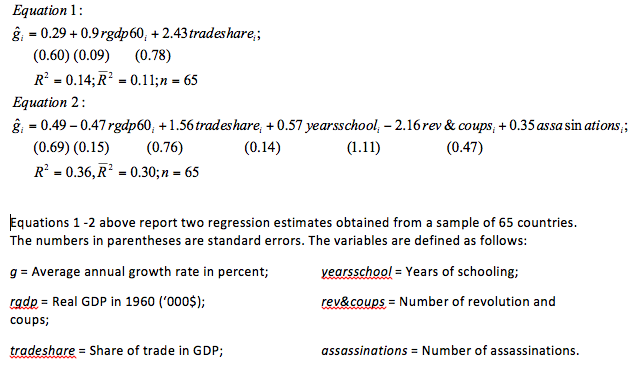 Solved Equation 1 g0.29 0.9rgdp60,2.43 tradeshare; (0.60) | Chegg.com