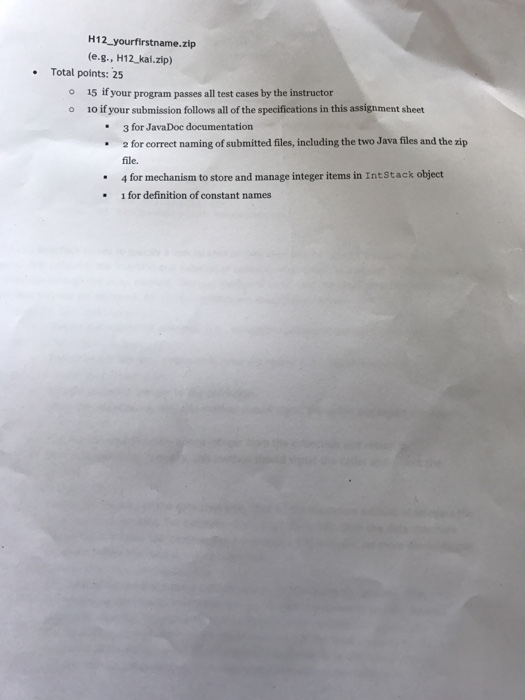 Solved Design a class named Intstack that implement the | Chegg.com