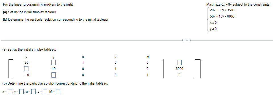 Solved For the linear programming problem to the right, (a) | Chegg.com