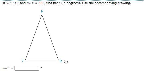 Solved If VU SVT and m2V = 50°, find m2T (in degrees). Use | Chegg.com