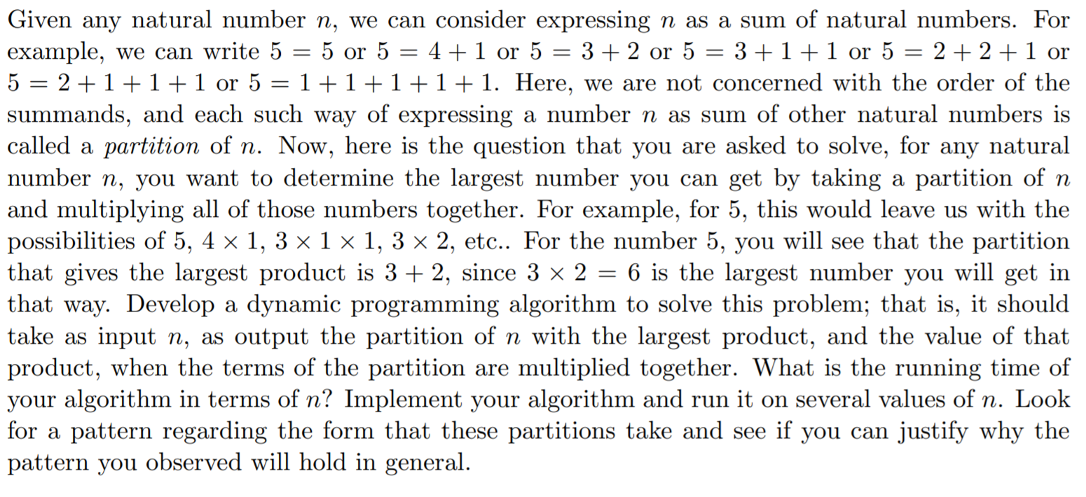Solved = = = = = Given any natural number n, we can consider | Chegg.com
