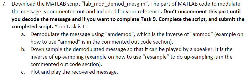 Solved MATLAB AM Modulation Question Need help with the BOLD | Chegg.com