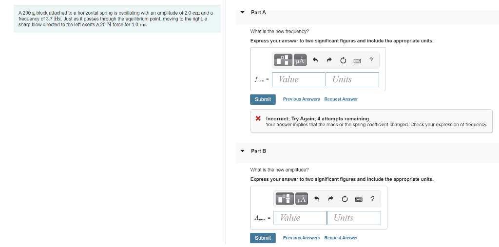 Solved Part A A 200 g block attached to a horizontal spring | Chegg.com