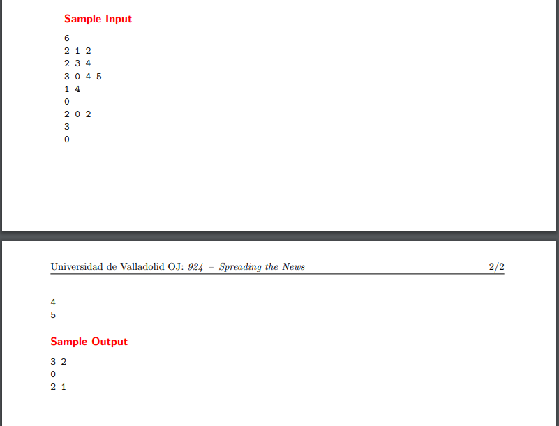Solved Based on UVA Online Judge Problem #924 Please write | Chegg.com