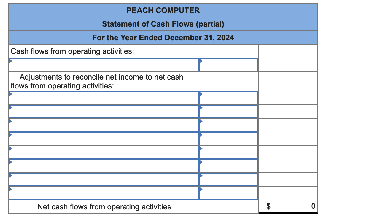 Solved Portions of the financial statements for Peach | Chegg.com