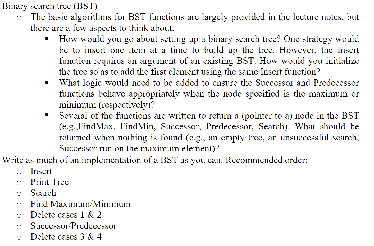 Solved Binary Search Tree Bst The Basic Algorithms For 5600