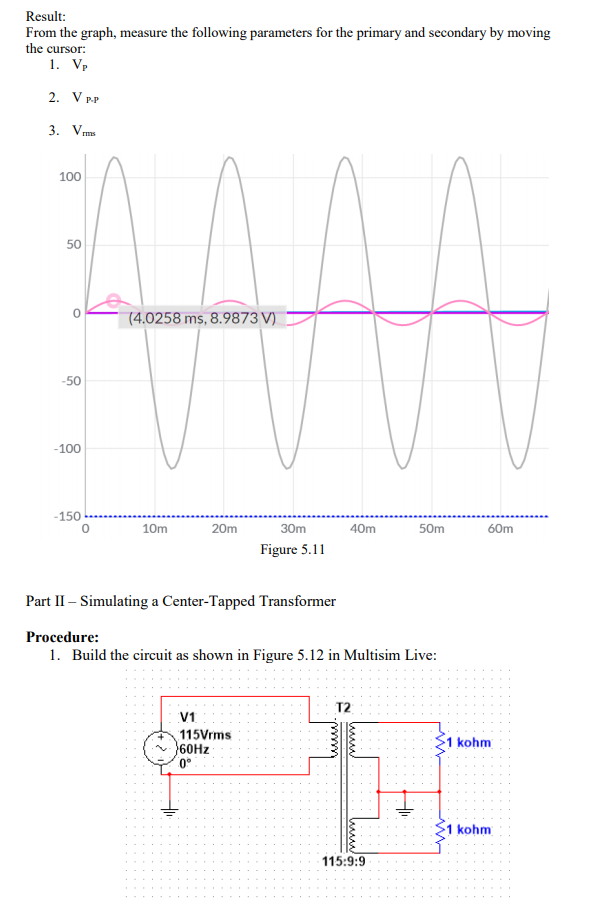 Solved Laboratory 5: Simulating Transformer in Multisim Live | Chegg.com