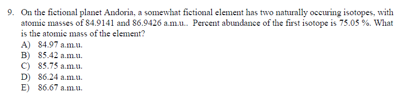 Solved 9. On the fictional planet Andoria, a somewhat | Chegg.com
