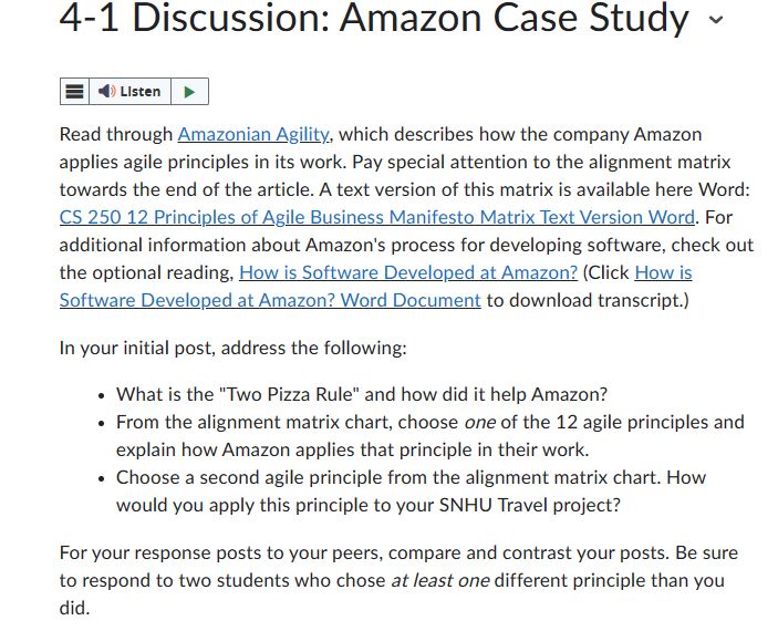 Solved 4-1 Discussion: Amazon Case Study Read through | Chegg.com