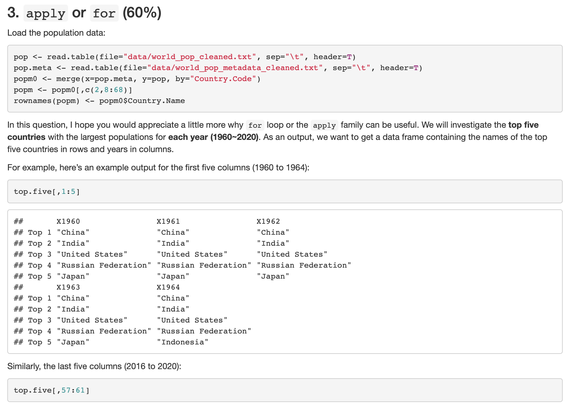 Solved 3. apply or for (60%) Load the population data: pop | Chegg.com