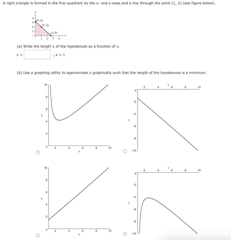 Solved (a) Write the length L of the hypotenuse as a | Chegg.com