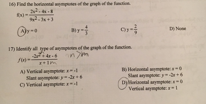 Solved 16) Find the horizontal asymptotes of the graph of | Chegg.com