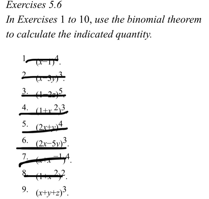 Solved Exercises 5.6 In Exercises 1 to 10, use the binomial | Chegg.com