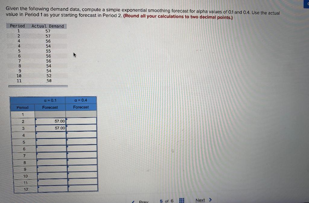Solved Given the following demand data, compute a simple | Chegg.com