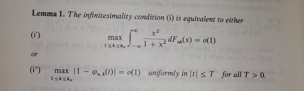 Solved Lemma 1. The infinitesimality condition (i) is | Chegg.com