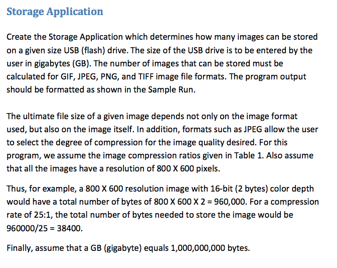 Solved Storage Application Create the Storage Application | Chegg.com