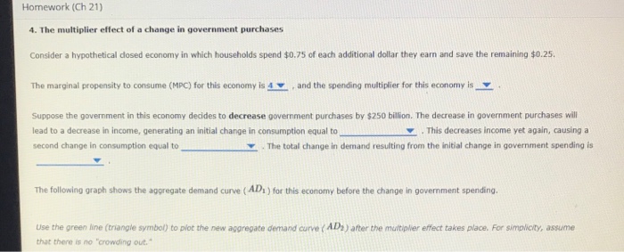 Solved Homework (Ch 21) 4. The multiplier effect of a change | Chegg.com