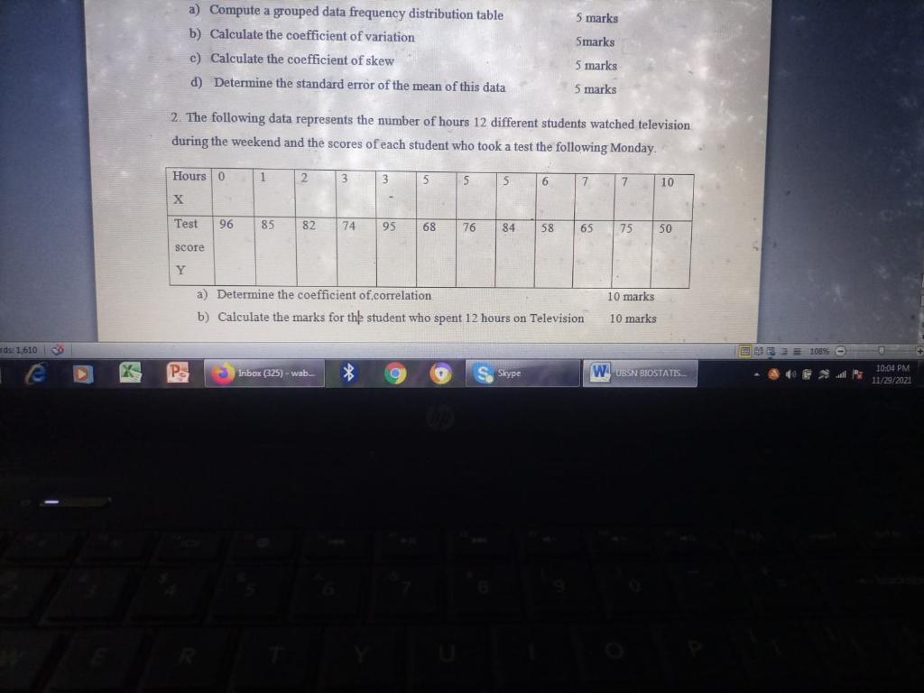 Solved 5 marks a) Compute a grouped data frequency | Chegg.com