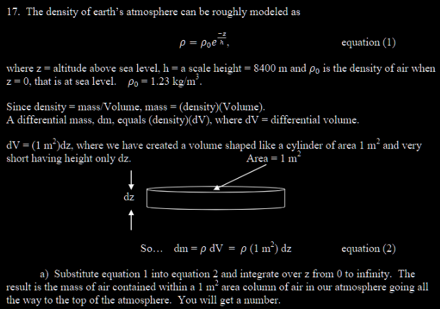 Solved 17. The density of earth's atmosphere can be roughly | Chegg.com