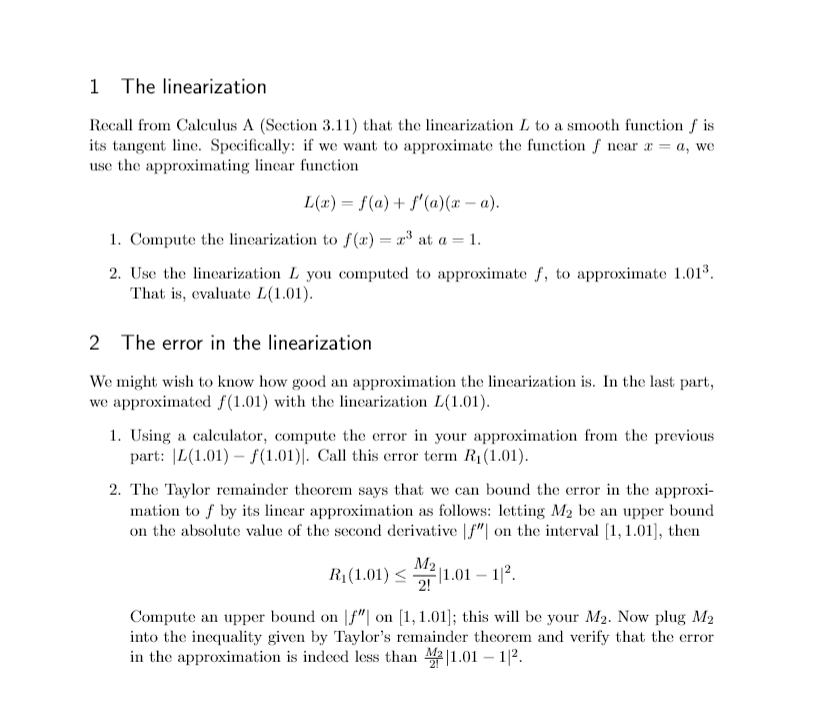 Solved Recall from Calculus A (Section 3.11) that the | Chegg.com