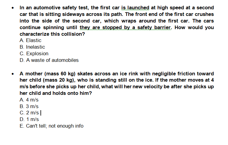 Solved In an automotive safety test, the first car is | Chegg.com