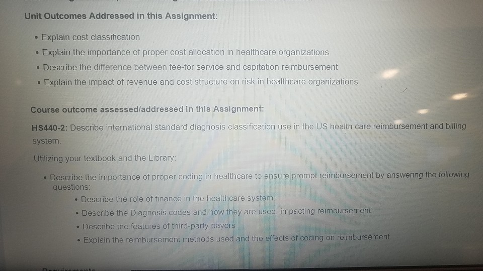 Unit Outcomes Addressed in this Assignment: . Explain | Chegg.com