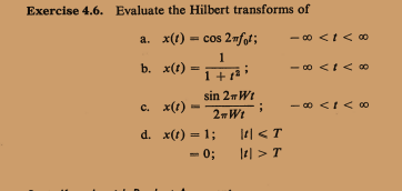 Solved Evaluate the Hilbert transforms of a. | Chegg.com