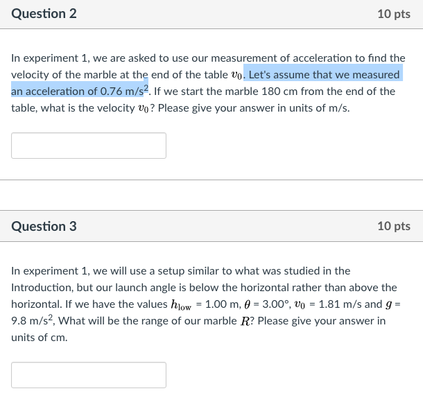 Question 2 10 pts In experiment 1, we are asked to | Chegg.com