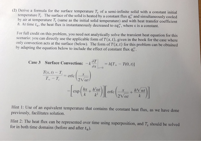 2 Derive A Formula For The Surface Temperature T