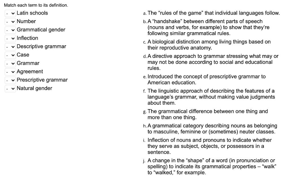 Solved Match each term to its definition. Latin schools v | Chegg.com
