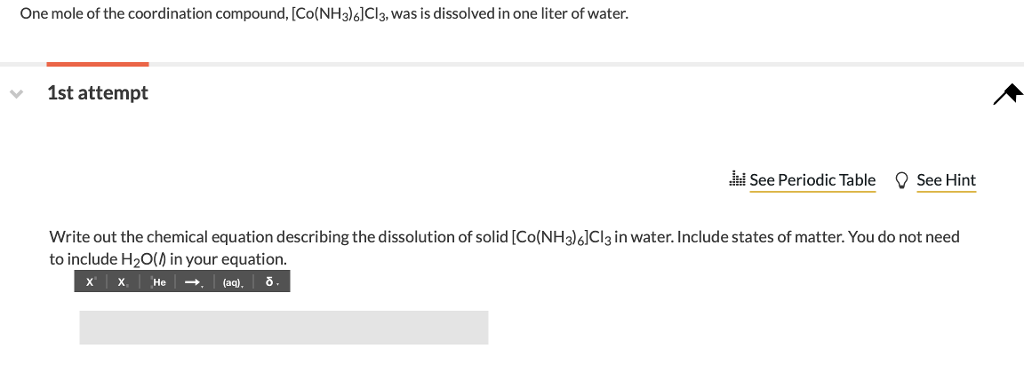 Solved One mole of the coordination compound, [Co(NH3)Cl3, | Chegg.com