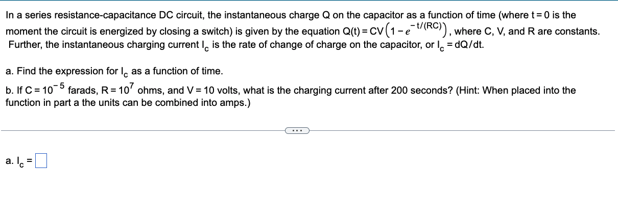 Solved In a series resistance-capacitance DC circuit, the | Chegg.com
