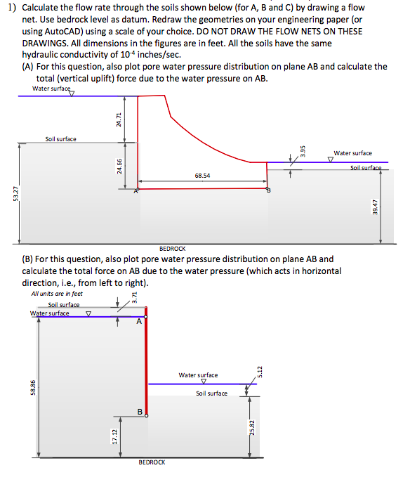 1) Calculate the flow rate through the soils shown | Chegg.com