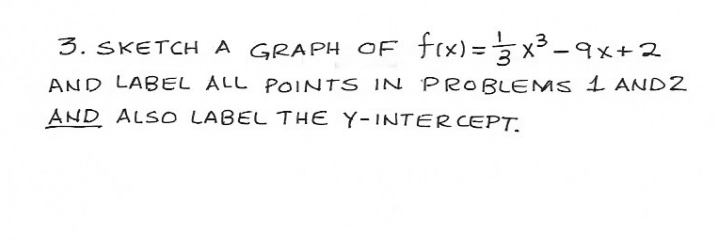 Solved 3. SKETCH A GRAPH OF frx) =x3-9x+2 AND LABEL ALL | Chegg.com