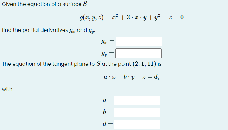 Solved Given the equation of a surface | Chegg.com