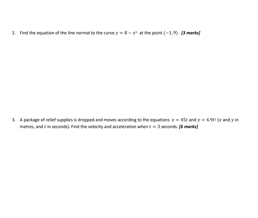 Solved 2. Find the equation of the line normal to the curve | Chegg.com