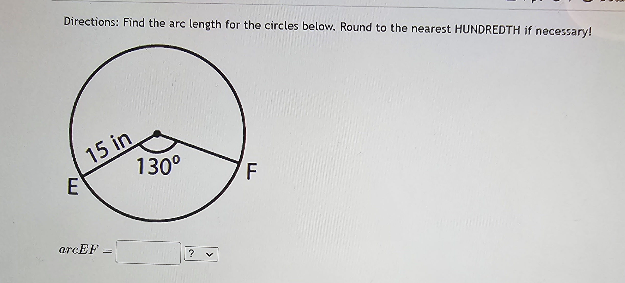 Solved Directions: Find the arc length for the circles | Chegg.com