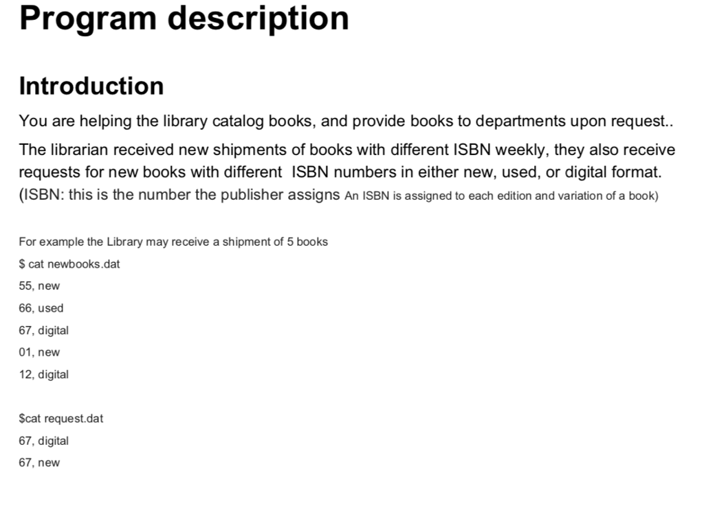 Solved Program description Introduction You are helping the | Chegg.com