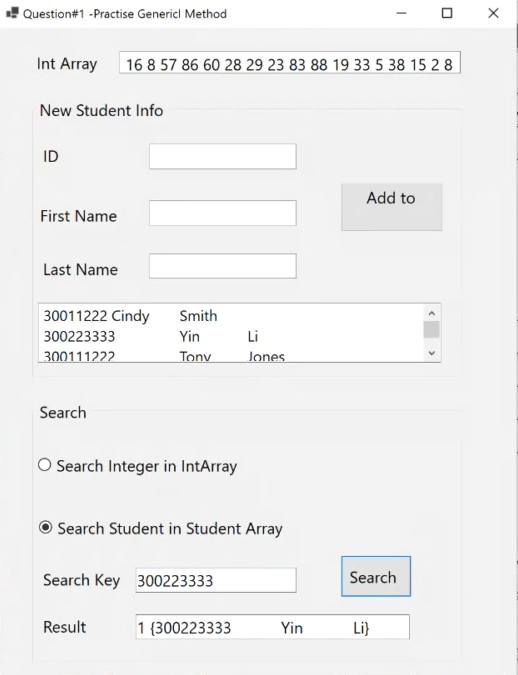 Solved C# (Generic Linear Search Method) Implement a | Chegg.com