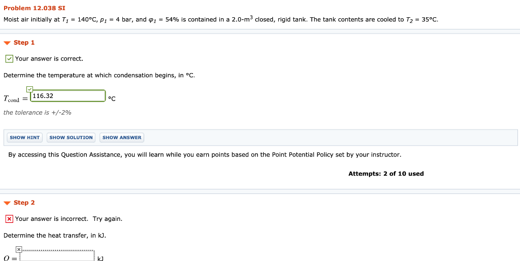 Solved Problem 12.038 SI Moist air initially at T, = 140°C, | Chegg.com