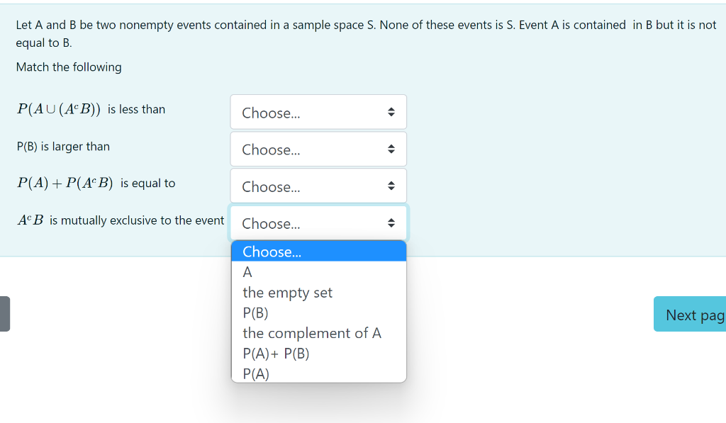 Solved Let A and B be two nonempty events contained in a | Chegg.com