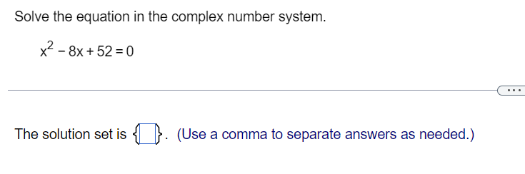 Solved Solve the equation in the complex number system. | Chegg.com