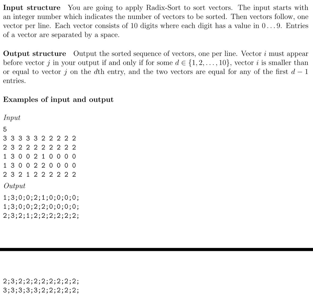 Solved Input structure You are going to apply Radix-Sort to | Chegg.com