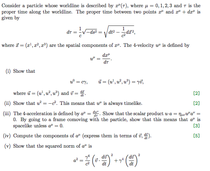 Solved dr = d52, с " Consider a particle whose worldline is | Chegg.com
